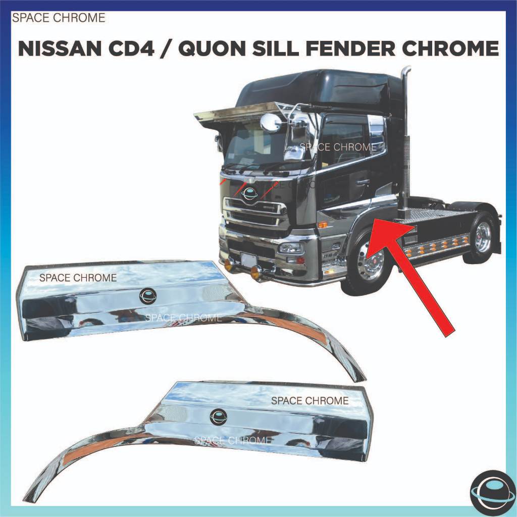 NISSAN UD QUON CD4 CHROME TOP SILL FENDER COVER UPPER FENDER COVER SET ...