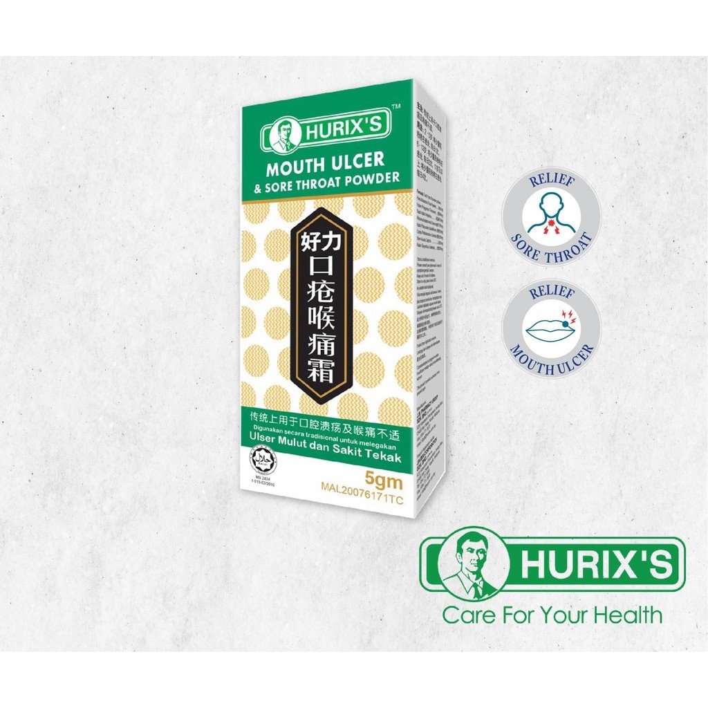 HURIX'S MOUTH ULCER & SORE THROAT POWDER 5g/TUBE | Shopee Malaysia