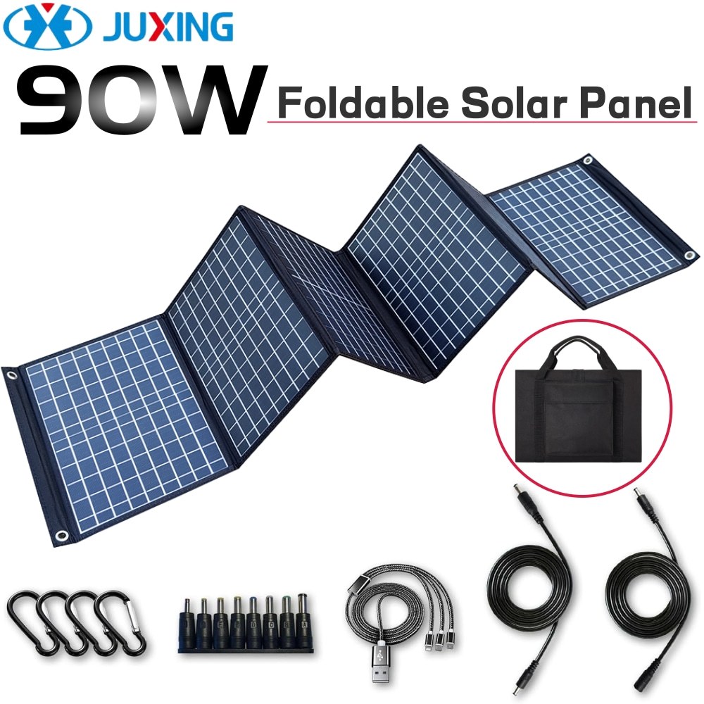 Foldable Solar Panel 90W Portable Solar Panels with 5V USB and 18V DC ...
