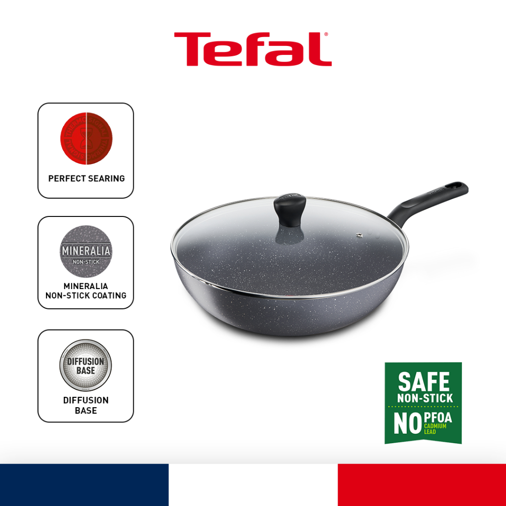 Tefal Non-Stick Coating Natura Wokpan With Lid (28cm) B22692 | Shopee Malaysia