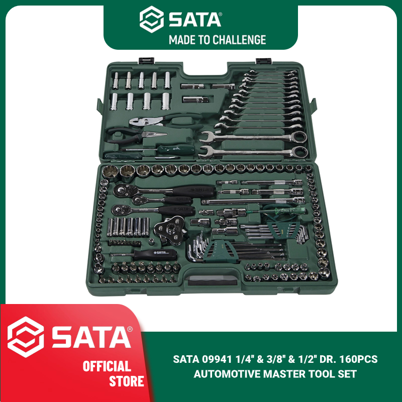 SATA 09941 1/4'' & 3/8'' & 1/2'' DR. 160PCS AUTOMOTIVE MASTER TOOL SET ...
