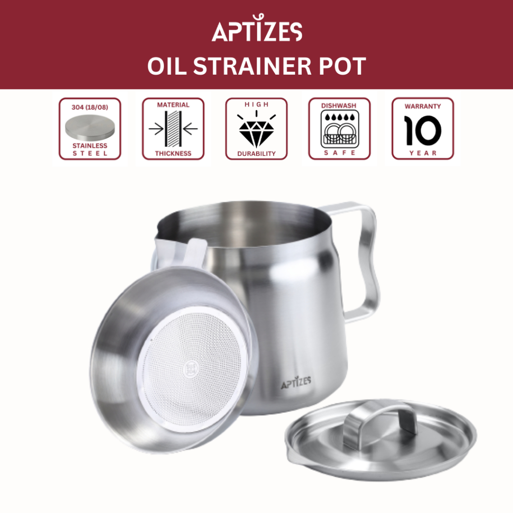 APTIZES® | Oil Strainer Pot 1.5 liters 304 Stainless Steel Filter ...