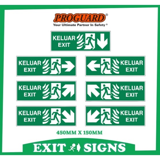 Proguard 450x150mm Emergency Building Escape Fire Exit Keluar Safety ...