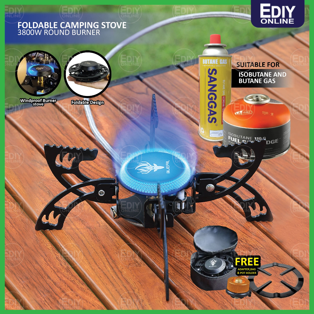 Windproof Mini Foldable Camping Gas Stove Dapur Khemah Cooker Burner ...