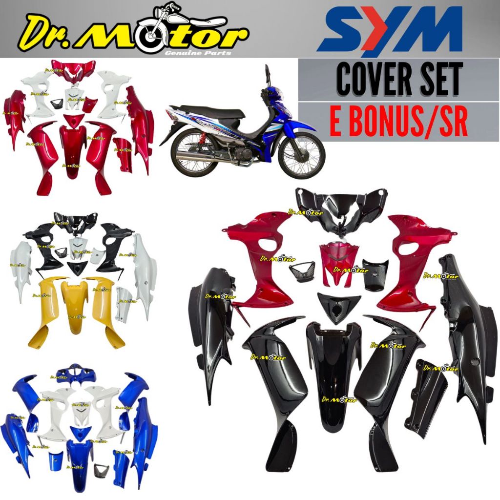 SYM EBONUS E BONUS 110 BONUS110 SR COVERSET COVER SET BODY CAVER KAVER KOVER BLACK WHITE RED ...