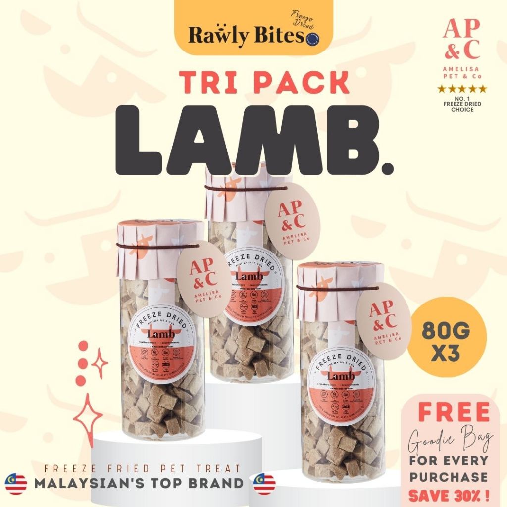 Amelisa Pet & Co. Freeze Dried Treats - Lamb Tri Value Pack (80g x3 ...