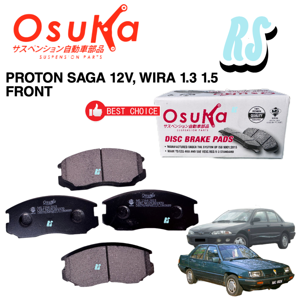 OSUKA Brake Pad Front PROTON WIRA 1.3 1.5, Proton SAGA ISWARA 12V 1.3 1 ...