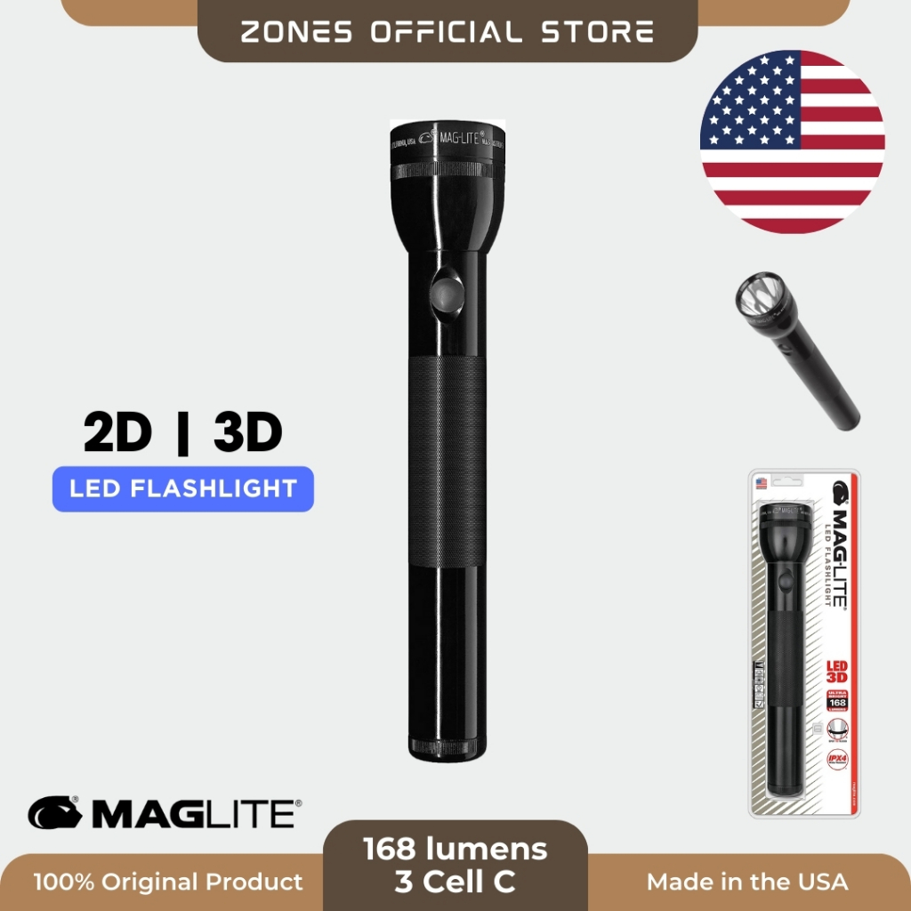 🇺🇸 Maglite 2D 3D LED Heavy-Duty Flashlight | Bright 168/213 Lumens ...