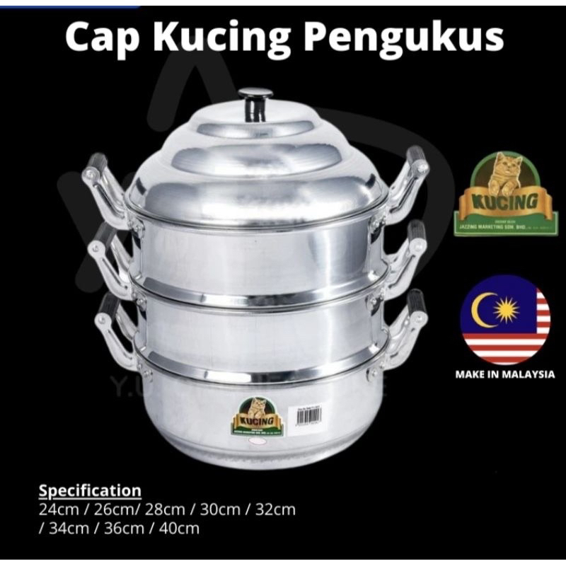 Kucing ALUMINIUM Steam Pot / Periuk Kukusan (30~40cm) / Steamer Pot ...