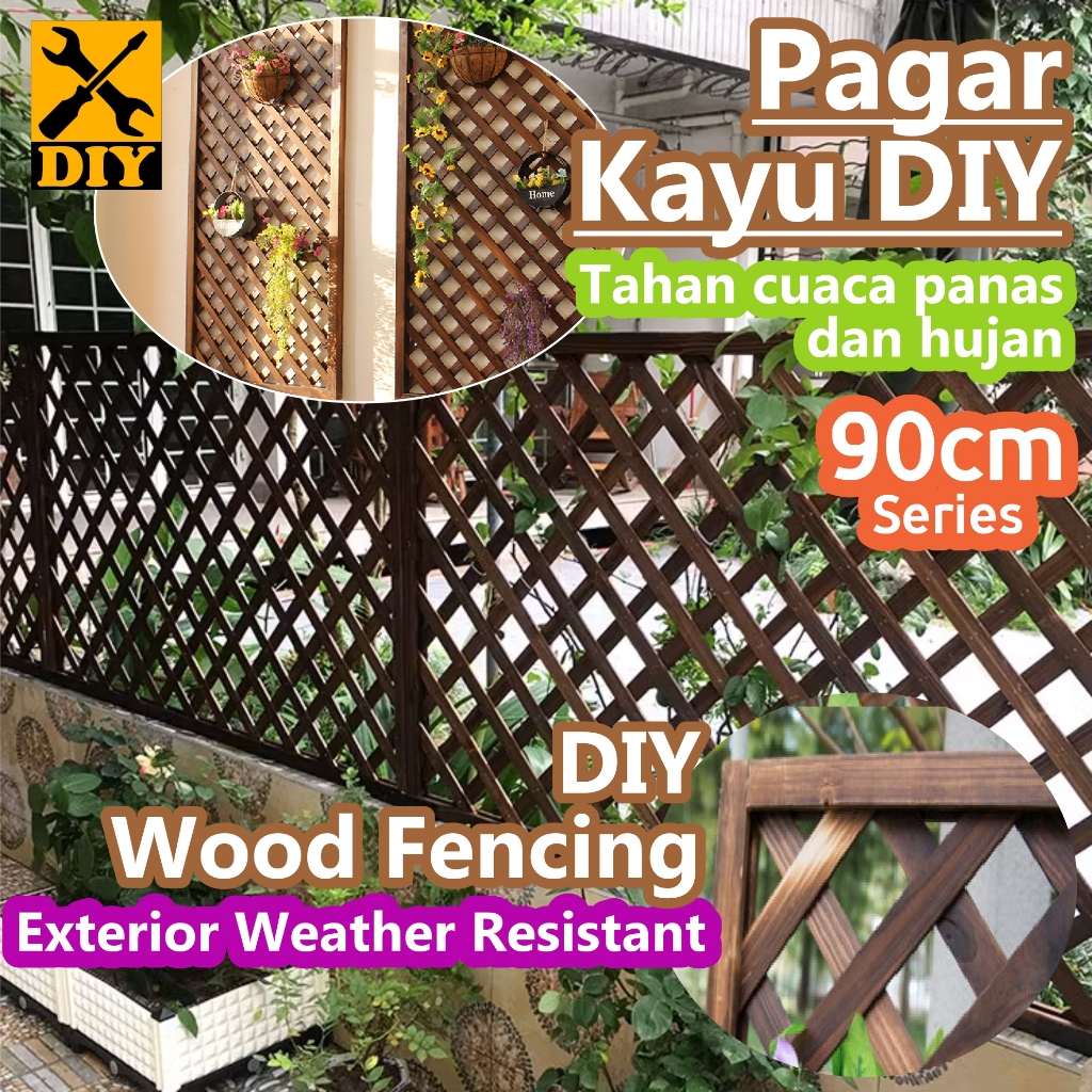 Pagar Kayu Wood Fencing XNet 90cm Outdoor Quality Wood Partition Garden ...