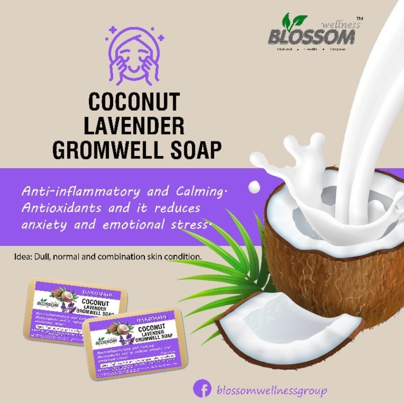 𝘽𝙡𝙤𝙨𝙨𝙤𝙢 𝙒𝙚𝙡𝙡𝙣𝙚𝙨𝙨®️ COCONUT LAVENDER GROMWELL SOAP | Shopee Malaysia
