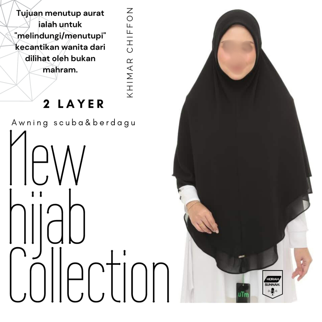 Khimar Tudung Labuh Berdagu Awning Scuba 2 Layer 4XL | Shopee Malaysia