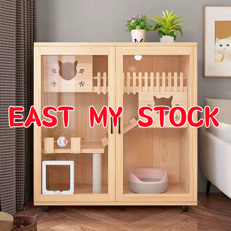 East My Ready Stock Cat Wooden House Large Kitten Villa Cats Indoor ...