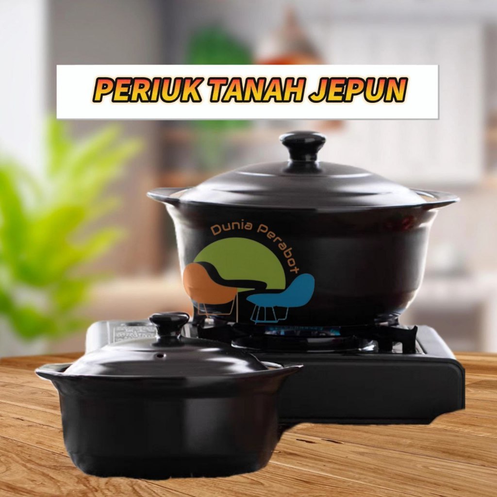 Periuk Sup Sihat/ Periuk Tanah Liat Seramik Hitam Bertutup/ Periuk ...