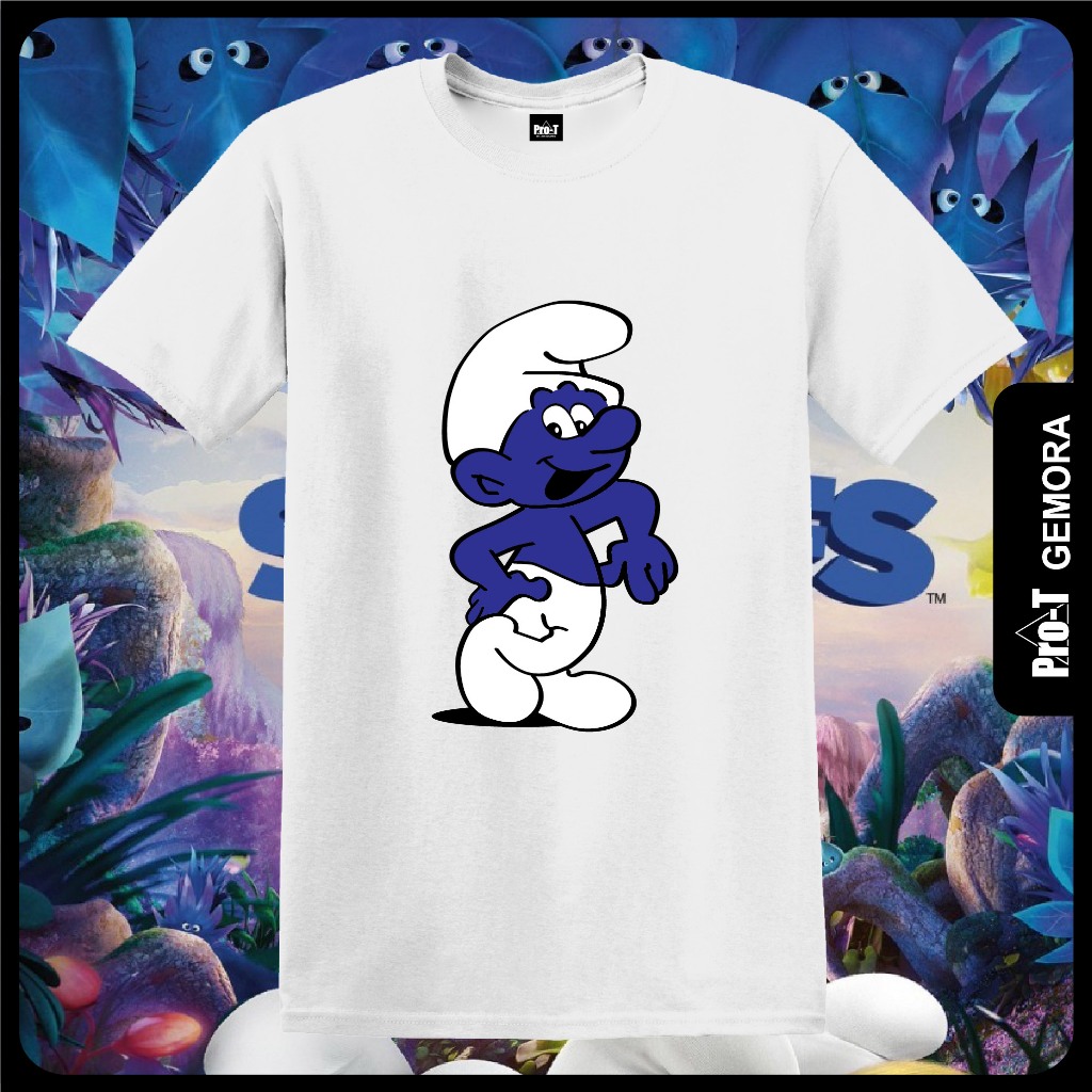 GEMORA_CARTOON SMURF BOY WHITE T-SHIRT KIDS & ADULT FAMILY TEE | Shopee ...