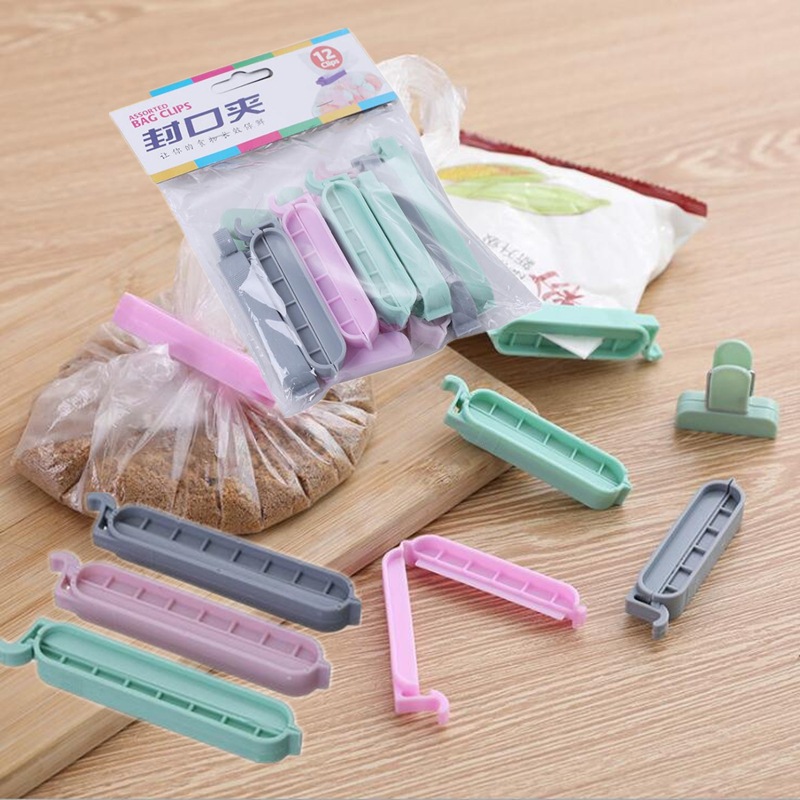 12 Pieces Food Clips, Plastic Food Bag Clips Reusable Bag Clips for ...