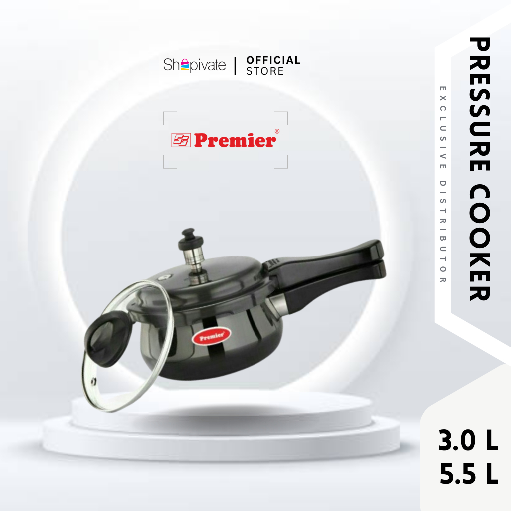 Premier Aluminium TRENDY BLACK HANDI Pressure Cookers with induction ...