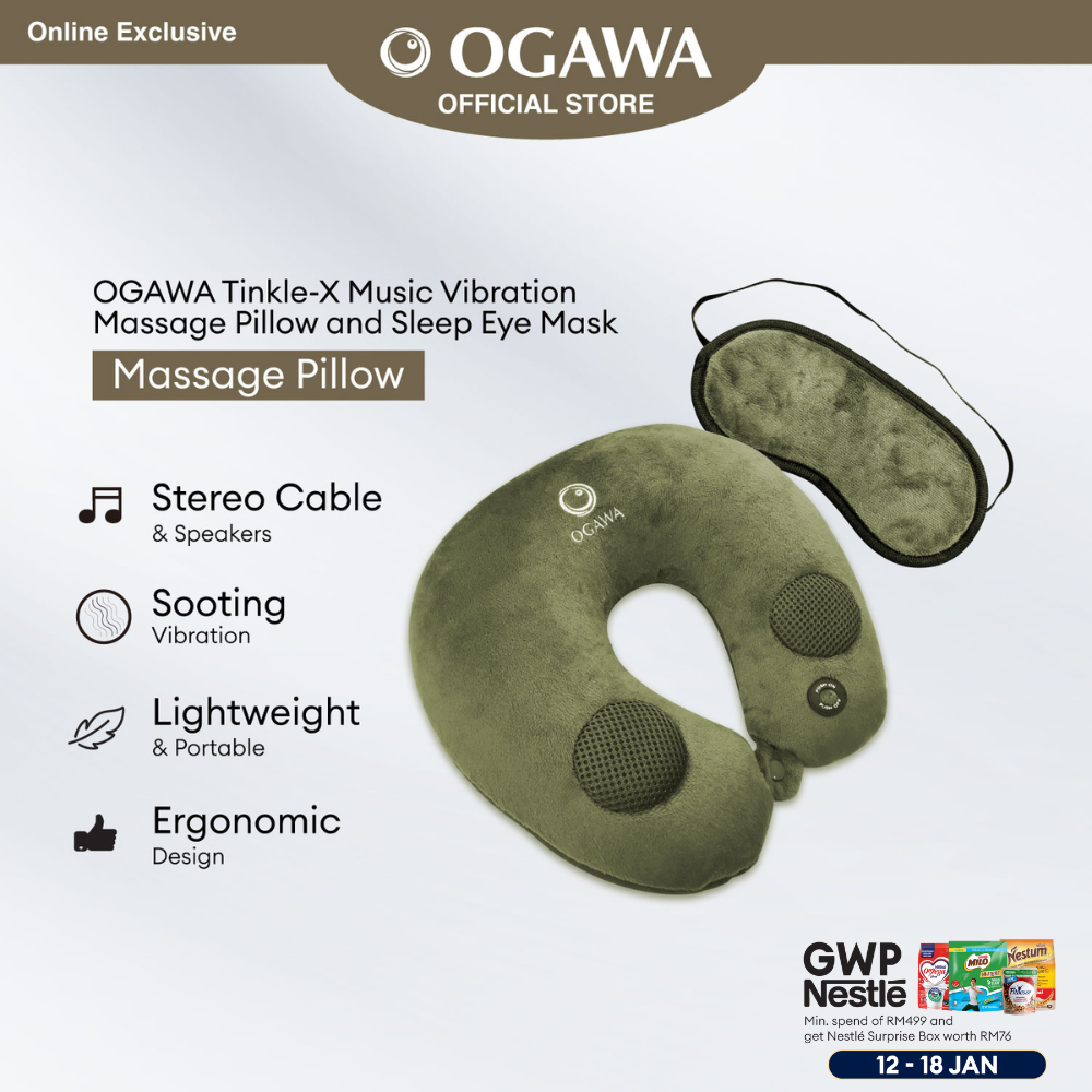 OGAWA Tinkle-X Music Vibration Massage Pillow and Sleep Eye Masks ...
