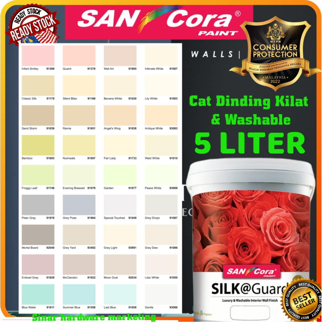 FOC GIFT SINAR SANCORA SILK GUARD 5 LITER INTERIOR SHEEN & WASHABLE ...