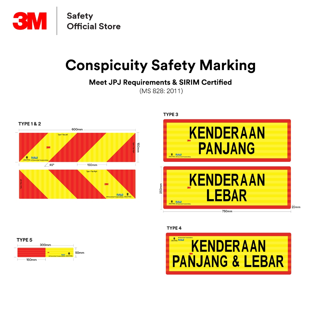 3M™ Conspicuity Lorry Reflective Sticker/ Puspakom Sticker/ Marking ...