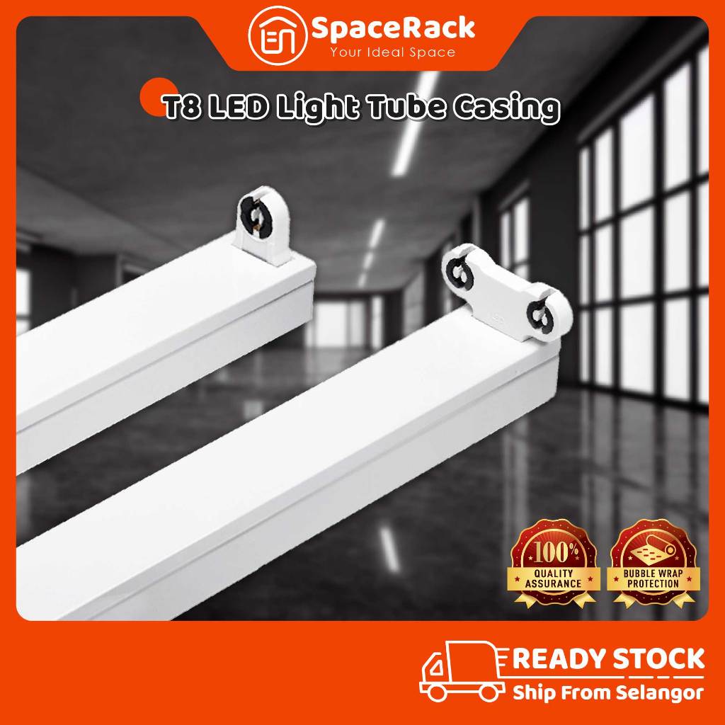 (4FT & 2FT) T8 LED Tube Casing Single/Double for LED T8 Tubes Siling Lamp Casing Dinding Rumah ...