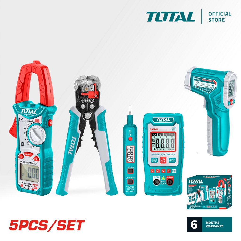 TOTAL Electrical Test Kit Combo (5 Pcs) Digital AC Clamp Meter ...