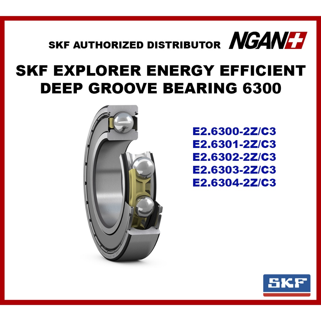 SKF E2.6300 / 6301 / 6302 / 6303 / 6304 -2Z/C3 Deep Groove Ball Bearing ...