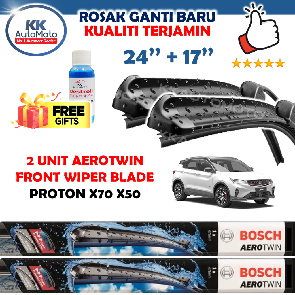 1 pasang - Proton X70 X50 Genuine BOSCH Aerotwin Wiper Blade A853S ...