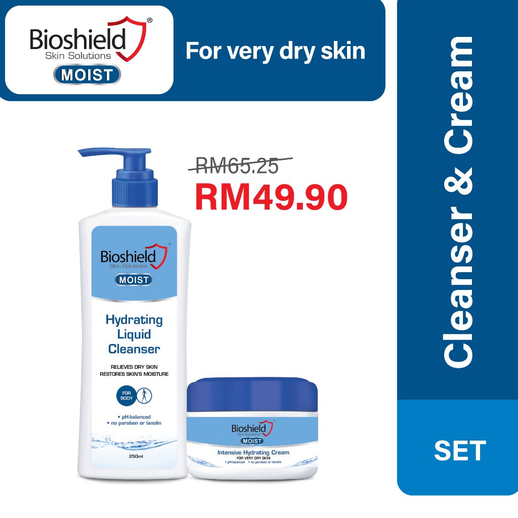 Bioshield Moist Intensive Care Set - Body Cleanser + Cream | Shopee ...