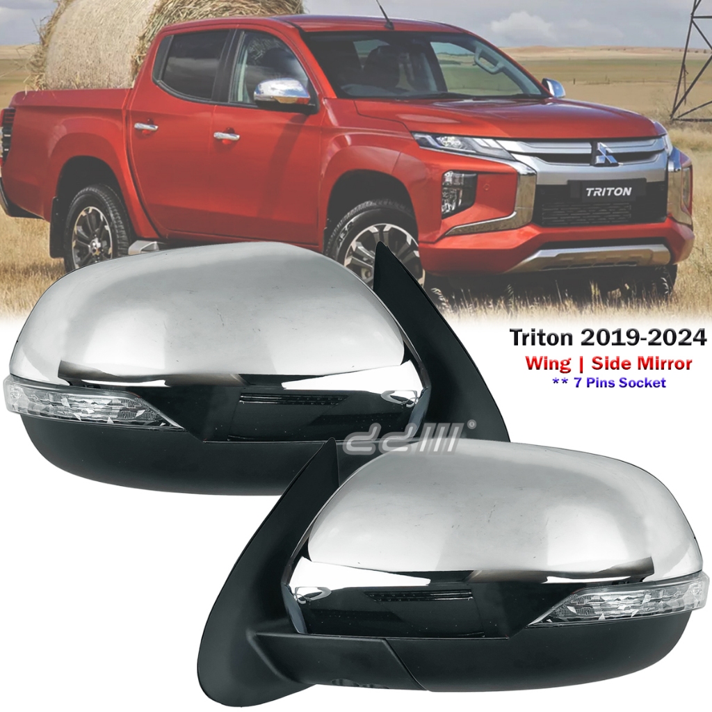 [READY STOCK] Mitsubishi Triton VGT 2019-2024 Side Mirror Chrome w/ LED ...