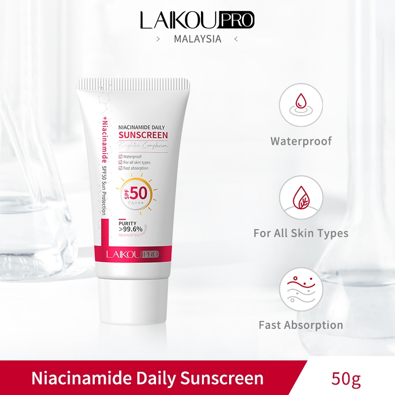 LAIKOU Pro 99.6% Niacinamide Daily Sunscreen SPF50 PA+++ Long Lasting ...
