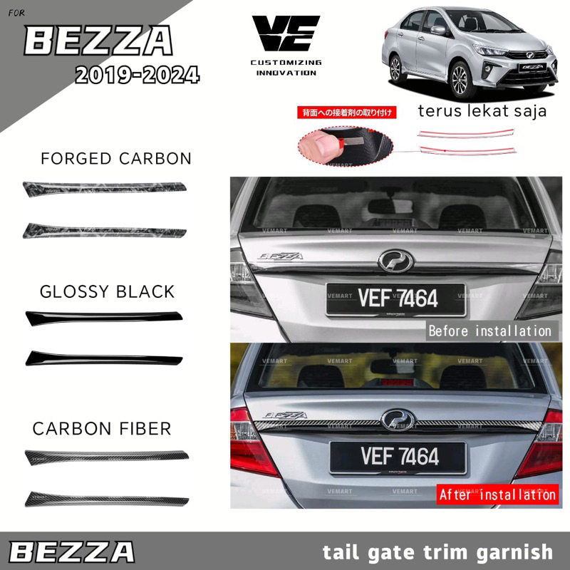 Vemart Perodua bezza 2019-2023 car rear tail gate trim garnish ...