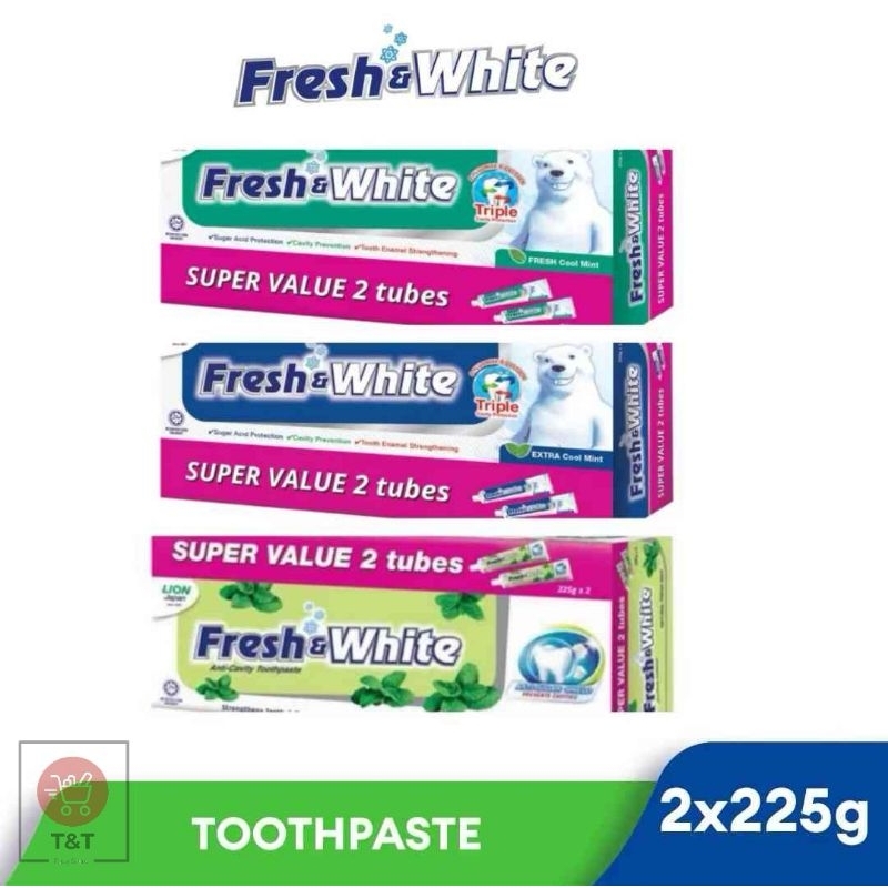 Fresh & White Toothpaste [Valuepack] 225g x 2 | Shopee Malaysia
