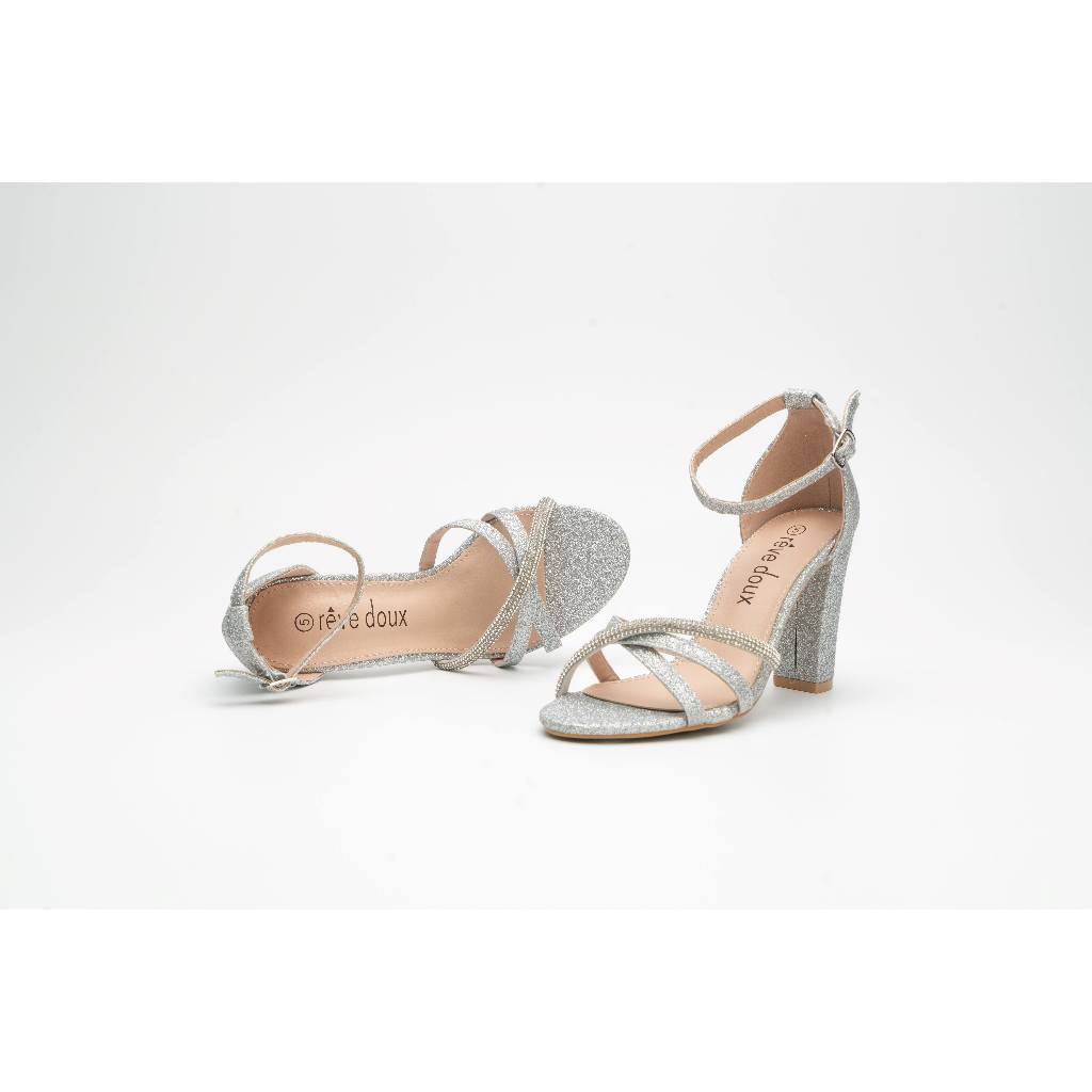 [CLEARANCE] Reve Strap Silver Block Heel 9cm | Shopee Malaysia