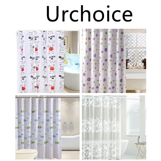 [ready Stock] Modern Printed Peva Waterproof Bathroom Shower Curtain