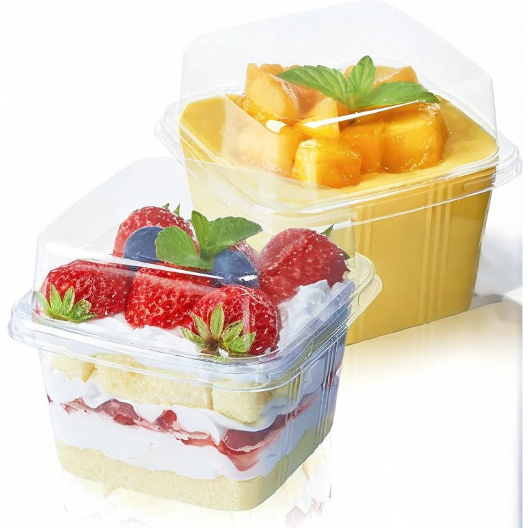 250ml BPA Free Dessert Cake Pudding Box Lids Clear Plastic Container ...