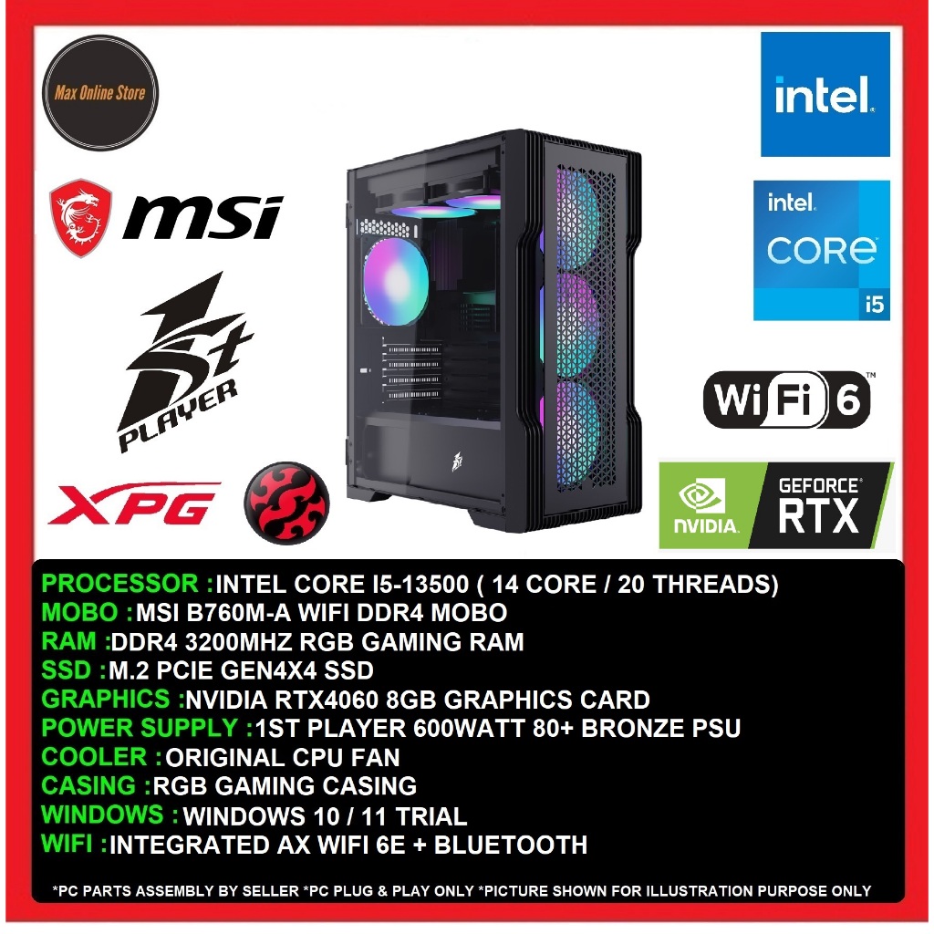 Office Value Gaming PC Desktop Intel Core i5-13500/16GB/32GB/1TB SSD ...