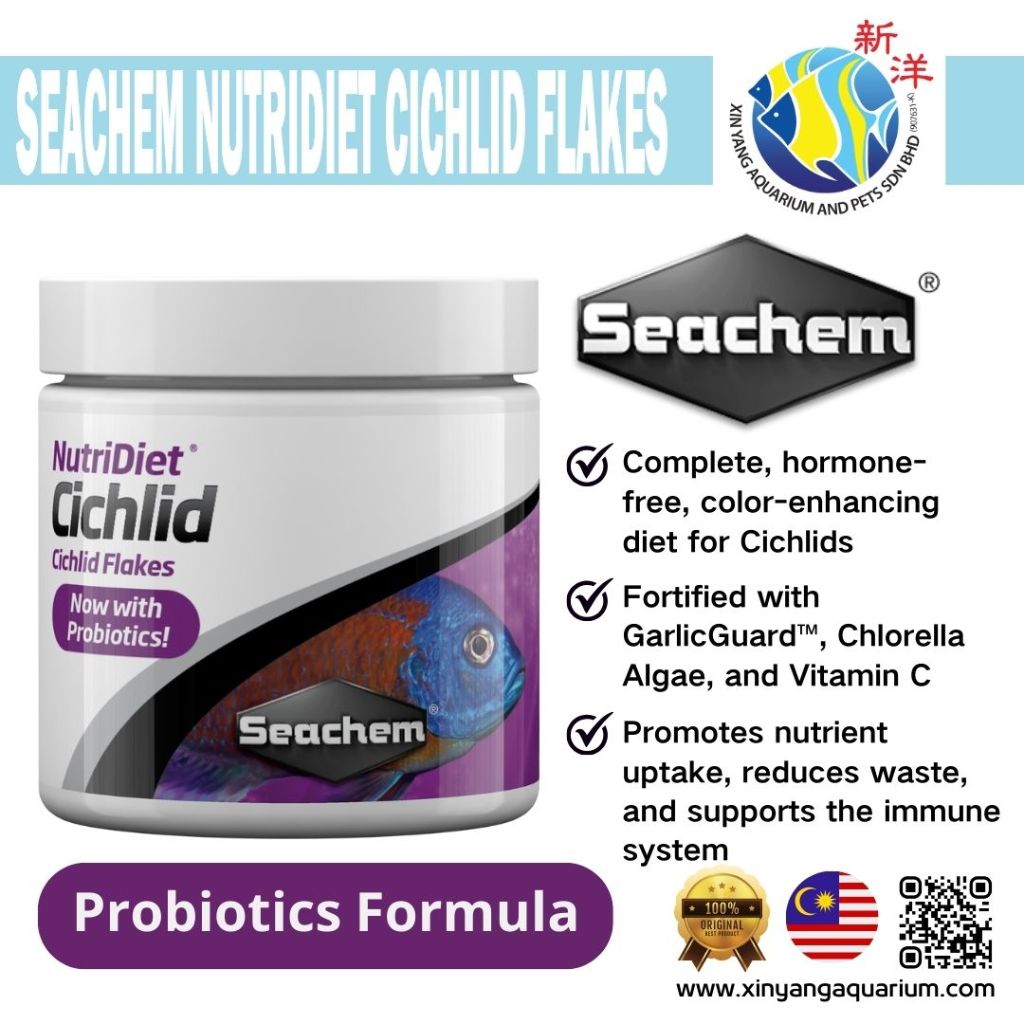 SEACHEM NUTRIDIET CICHLID FISH FLAKES WITH PROBIOTICS 15G / 30G PREMIUM ...