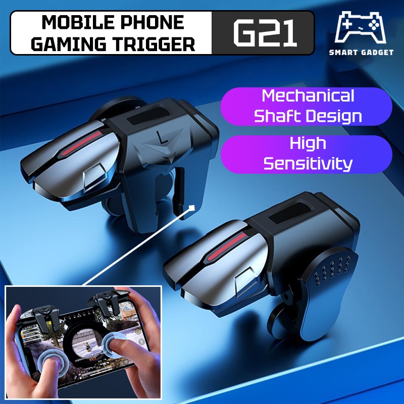 G21 6 Finger Mobile Game Controller Gaming Trigger Aim Shooting L1 R1 Alloy Key Button For Ios
