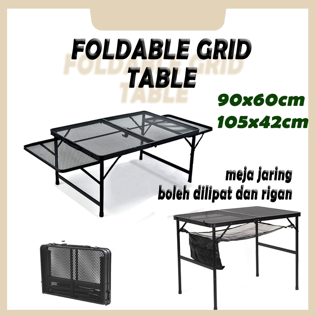 Meja jaring Outdoor Camping Aluminium Mesh Table Foldable Suitcase Size ...