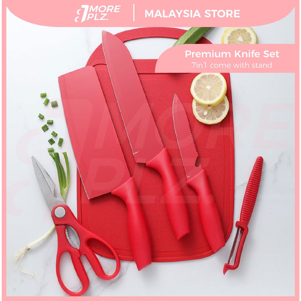 Premium Household Knife Set 7in1 Stainless Steel With Chopping Board ...