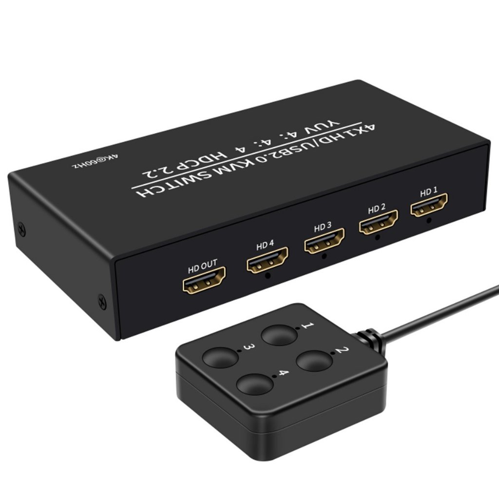 4k@60hz 4x1 HD HDMI/USB 2.0 KVM Switch with Remote Support YUV 4:4:4 ...