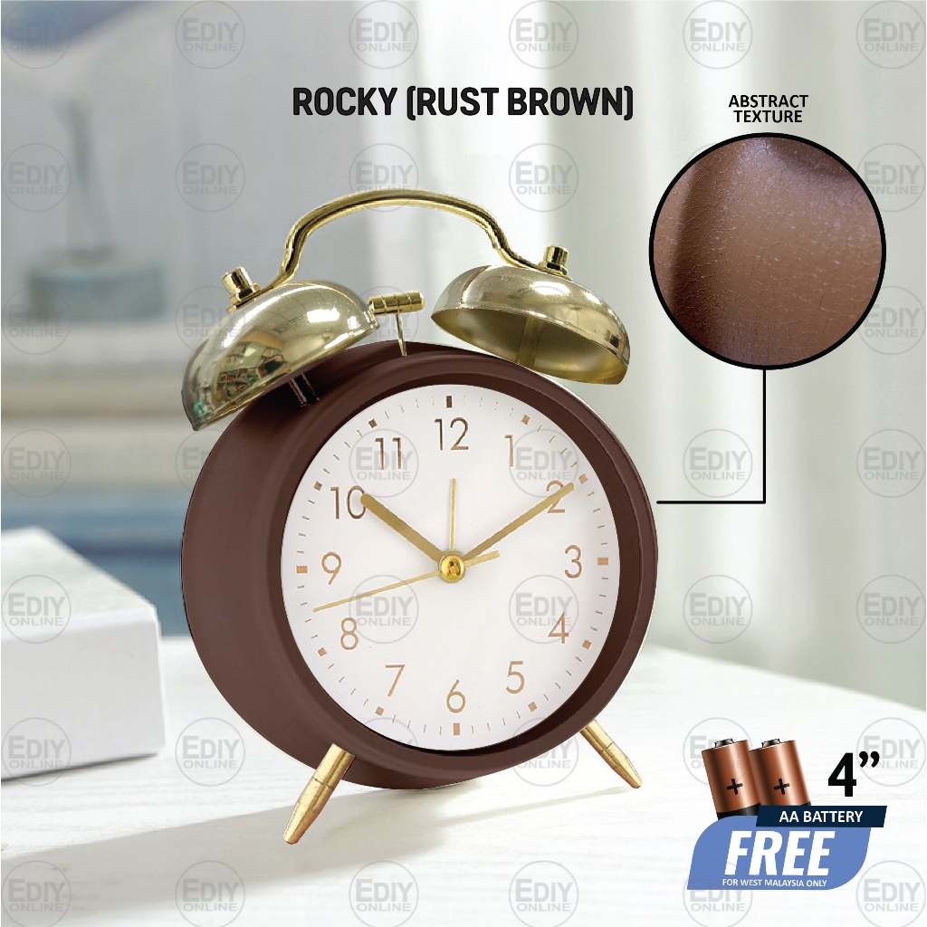 4"Classic Retro Quartz Alarm Clock Loud Sound Twin Bell Analogue Desk ...
