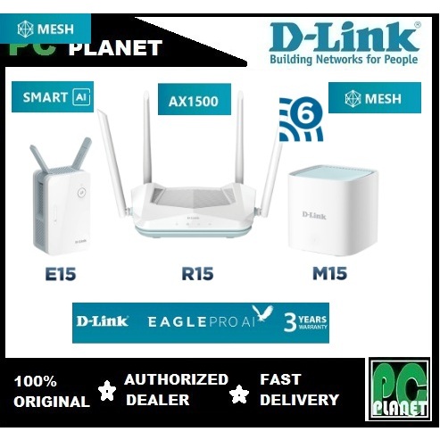 D-Link Eagle Pro AI AX1500 Smart Wireless WiFi 6 Mesh (R15+M15+E15 Form ...