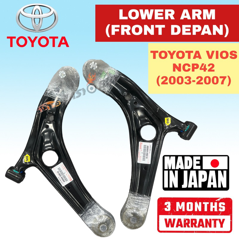 ORIGINAL JAPAN TOYOTA LOWER ARM (FRONT DEPAN) - TOYOTA VIOS NCP42 (2003-2007) 48068-09010 48069 ...