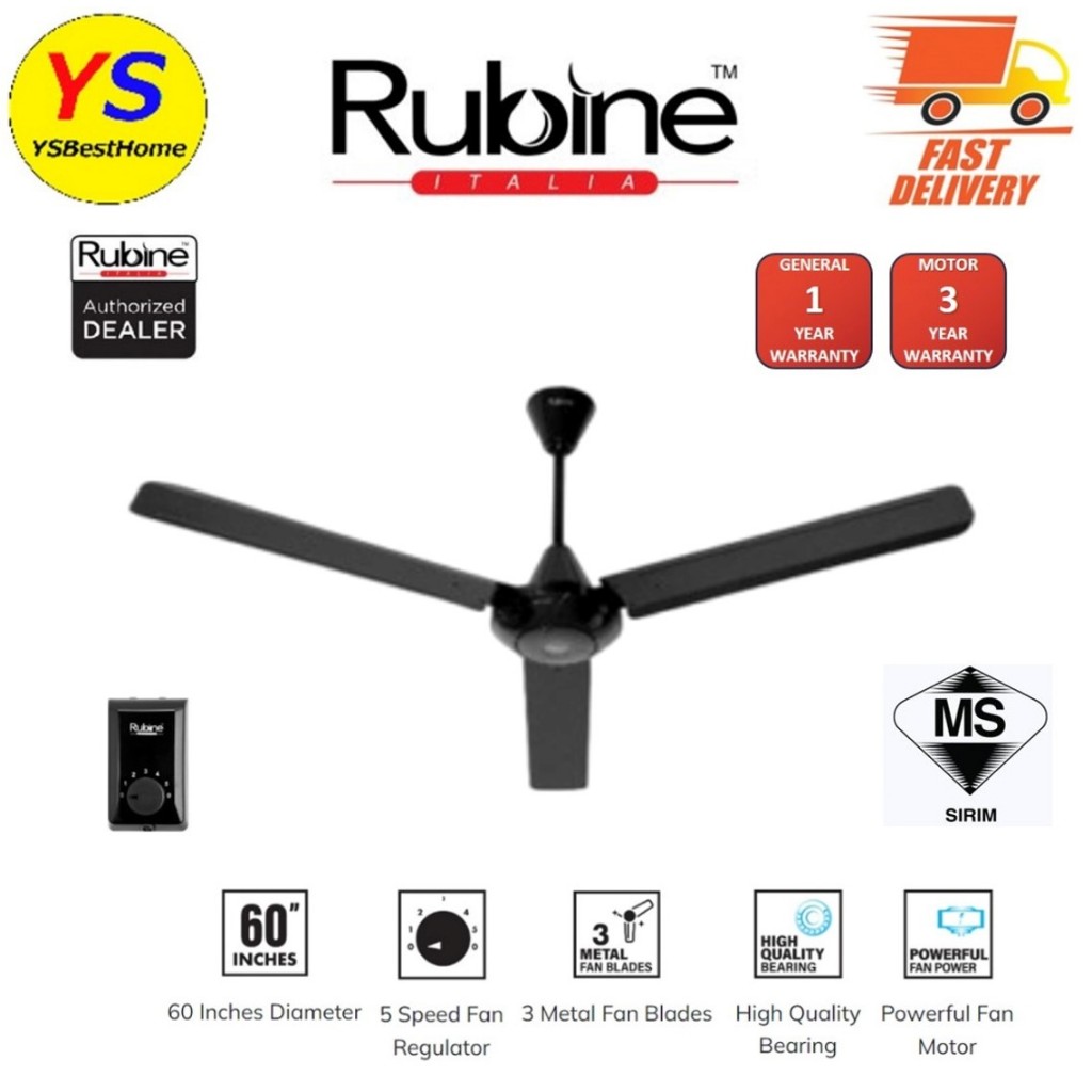 RUBINE 60" RCF-WR603-2101-WH/BK Regulator Ceiling Fan / Rubine 53 inch ...