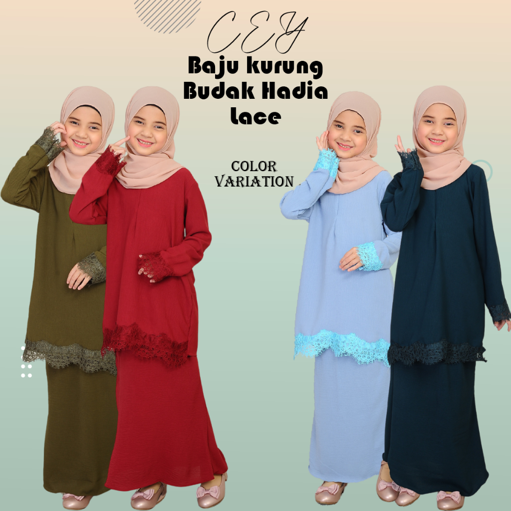 Baju Kurung perempuan Hadia Lace Budak Suit For Raya 2024 (2 Tahun To ...