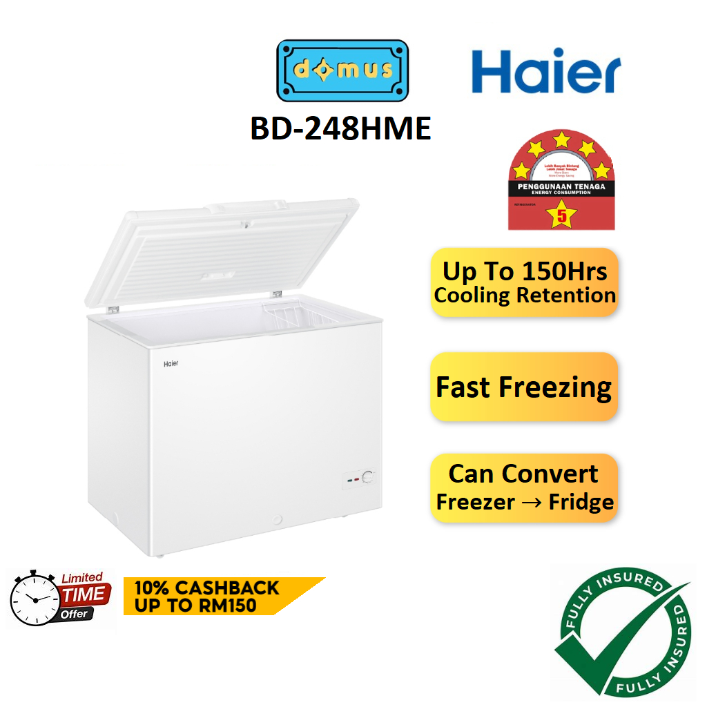 Haier Chest Freezer Full Range 200L 332L 450L 535L 750L Peti Freezer Murah Deep Freezer Peti ...
