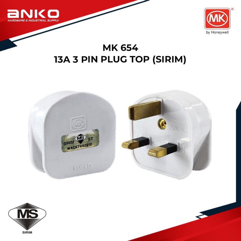 MK 654 13A 3 PIN PLUG TOP (SIRIM) | Shopee Malaysia