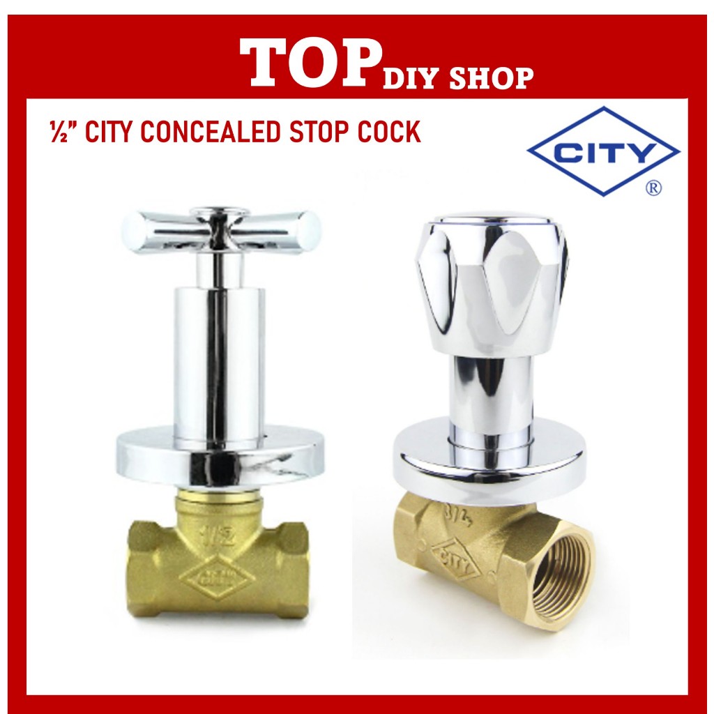 CITY Concealed Stop Cock 1/2" Diamond Handle / Cross Handle | Shopee ...